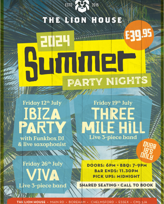 Events - The Lion House Chelmsford